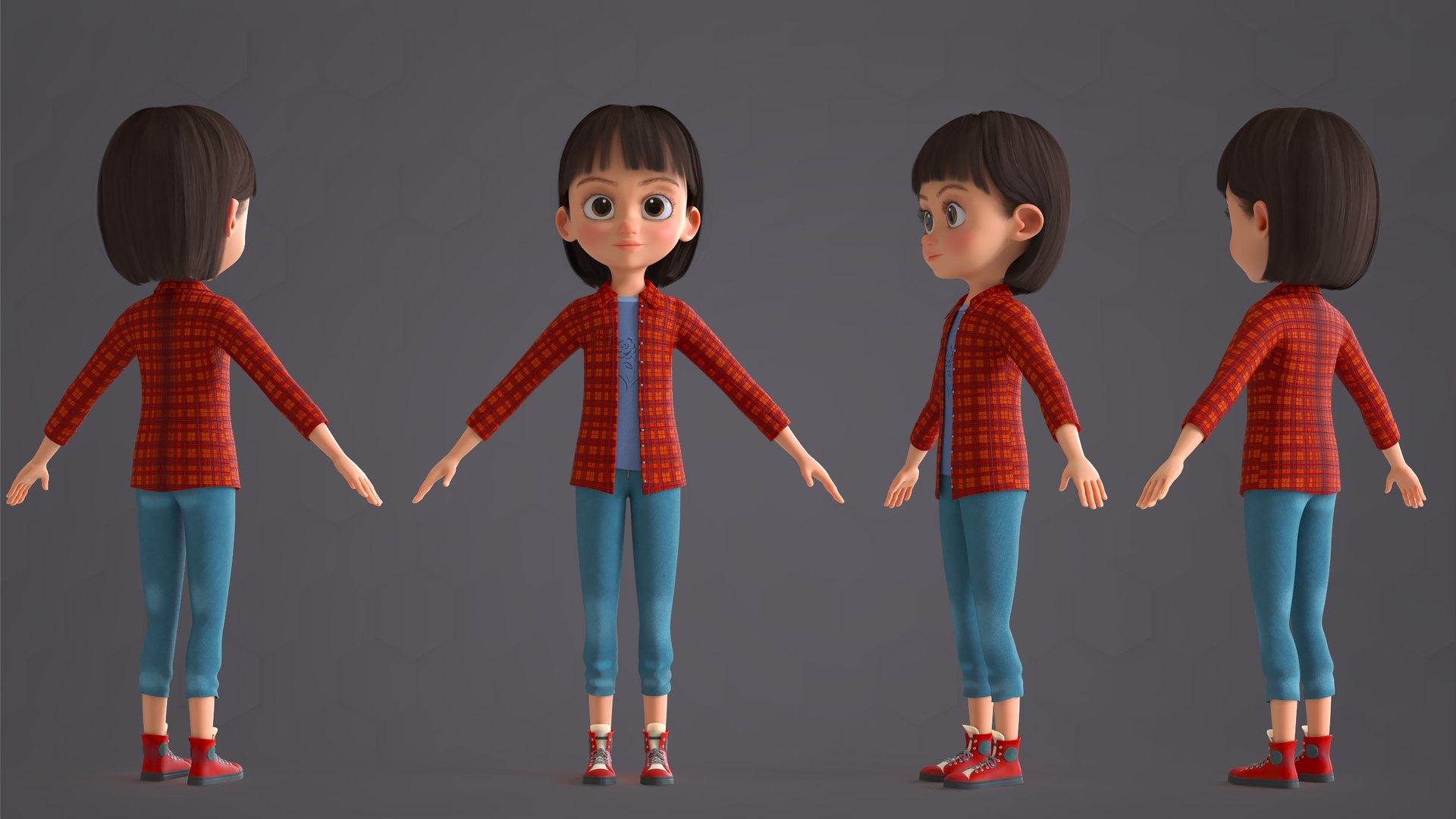 CARTOON CUTE GIRL - BLENDER Version Model - TurboSquid 1951150