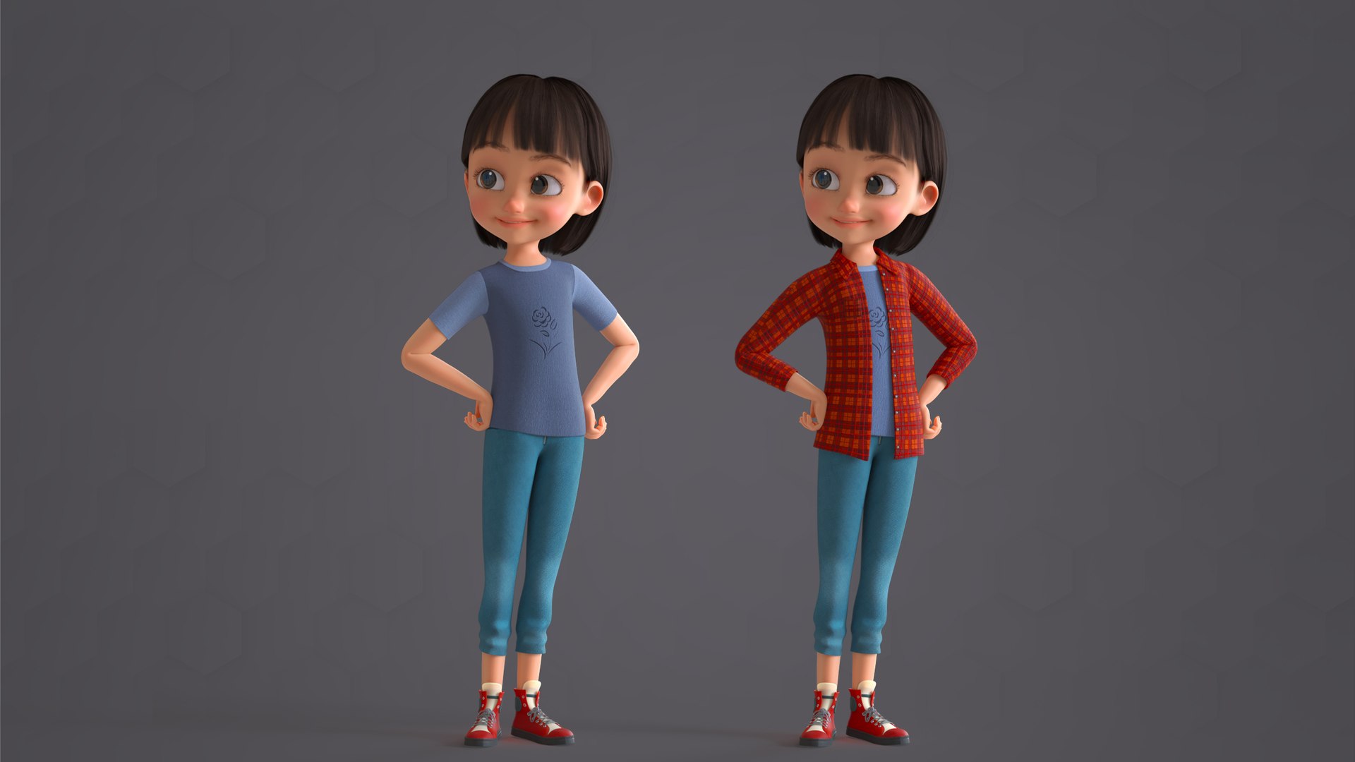CARTOON CUTE GIRL - BLENDER Version Model - TurboSquid 1951150