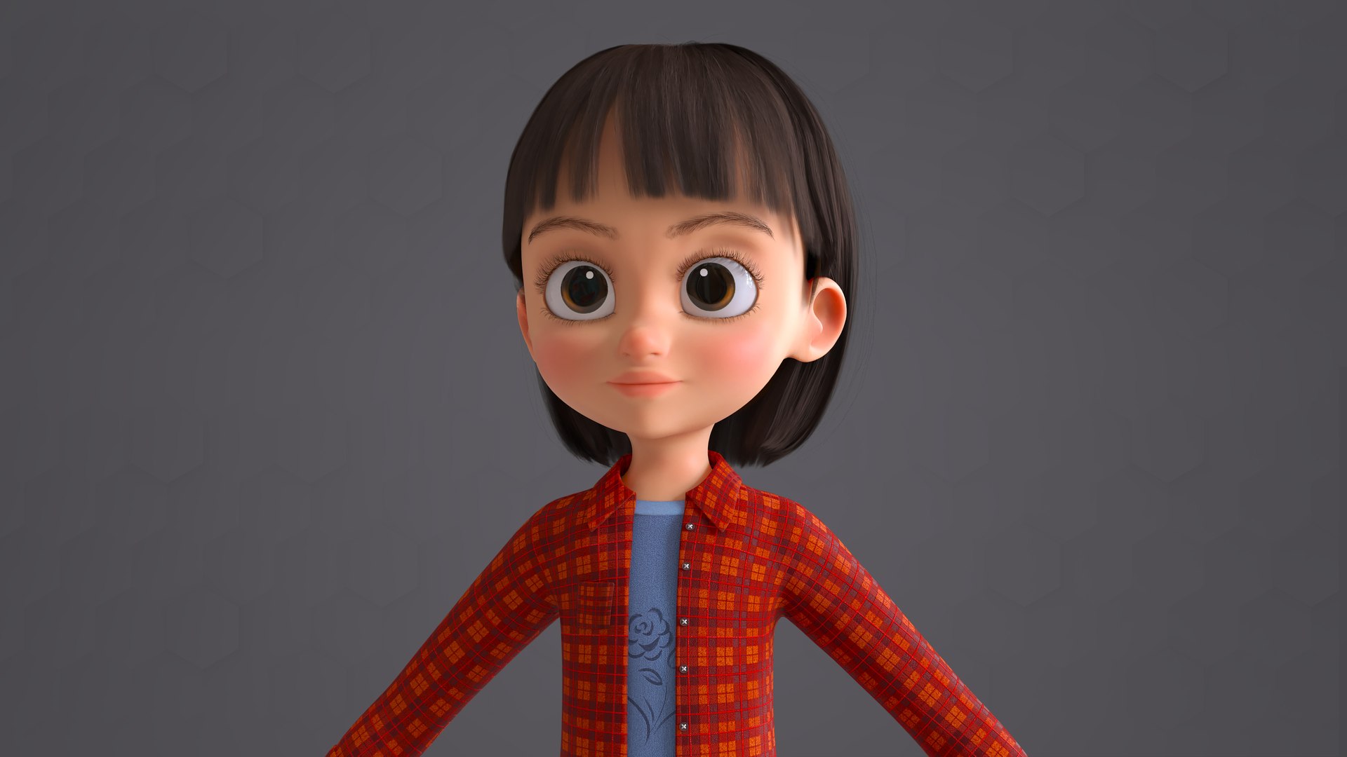 CARTOON CUTE GIRL - BLENDER Version Model - TurboSquid 1951150