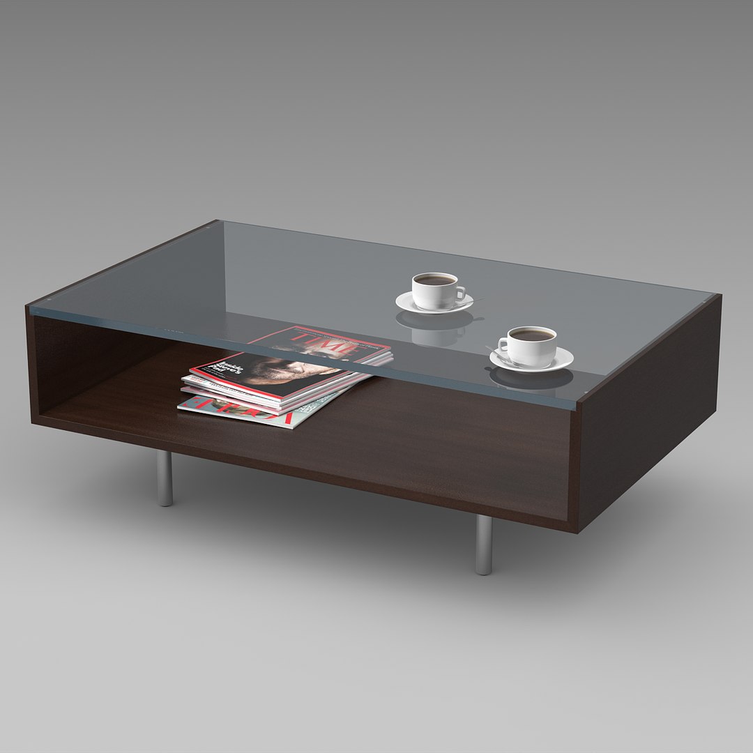 coffee table walnut wood 3d model