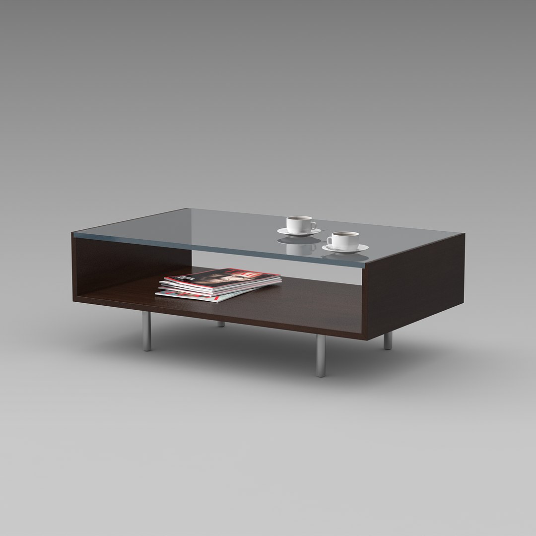 coffee table walnut wood 3d model