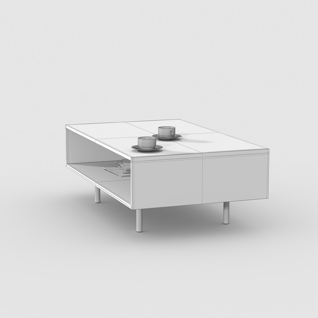 coffee table walnut wood 3d model