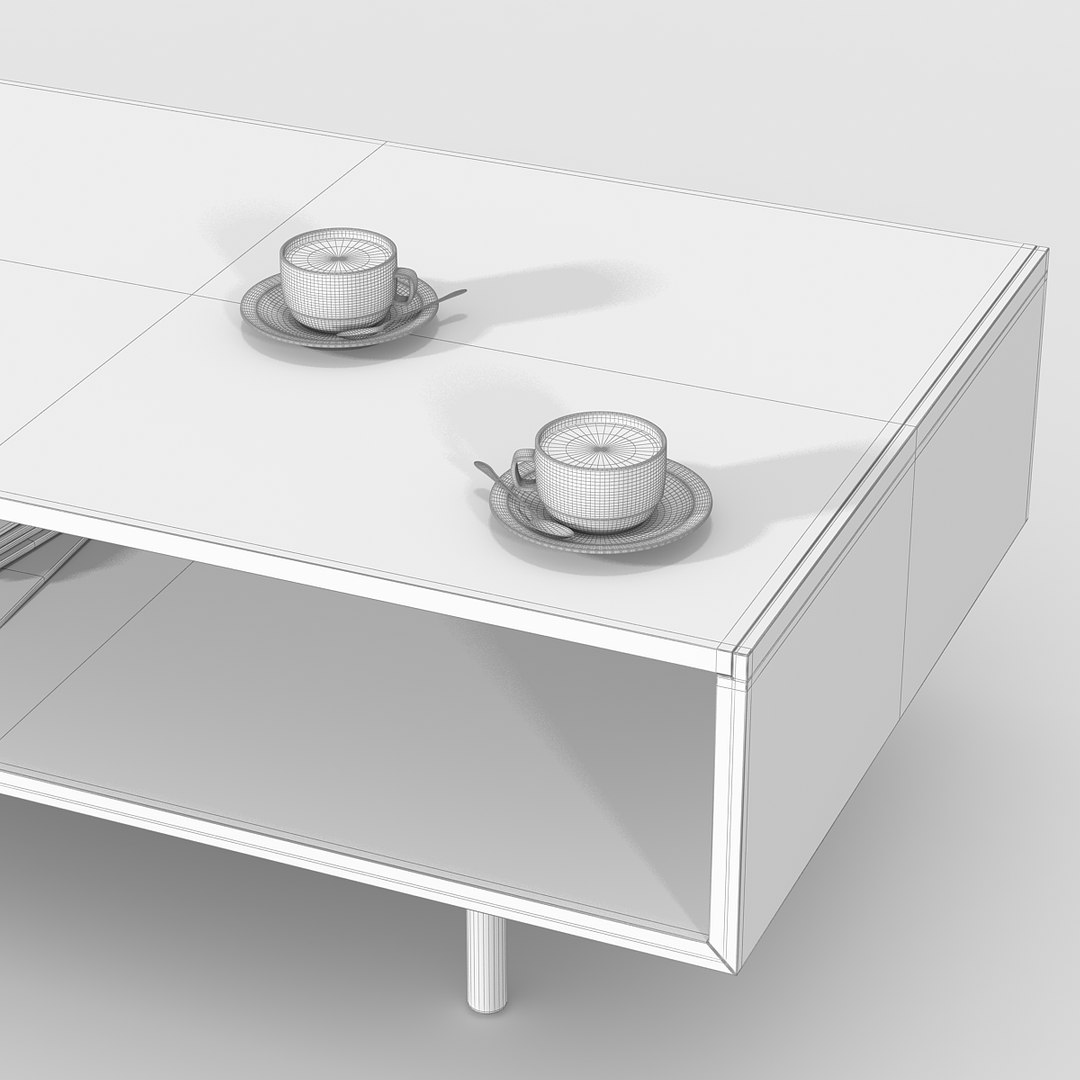 coffee table walnut wood 3d model