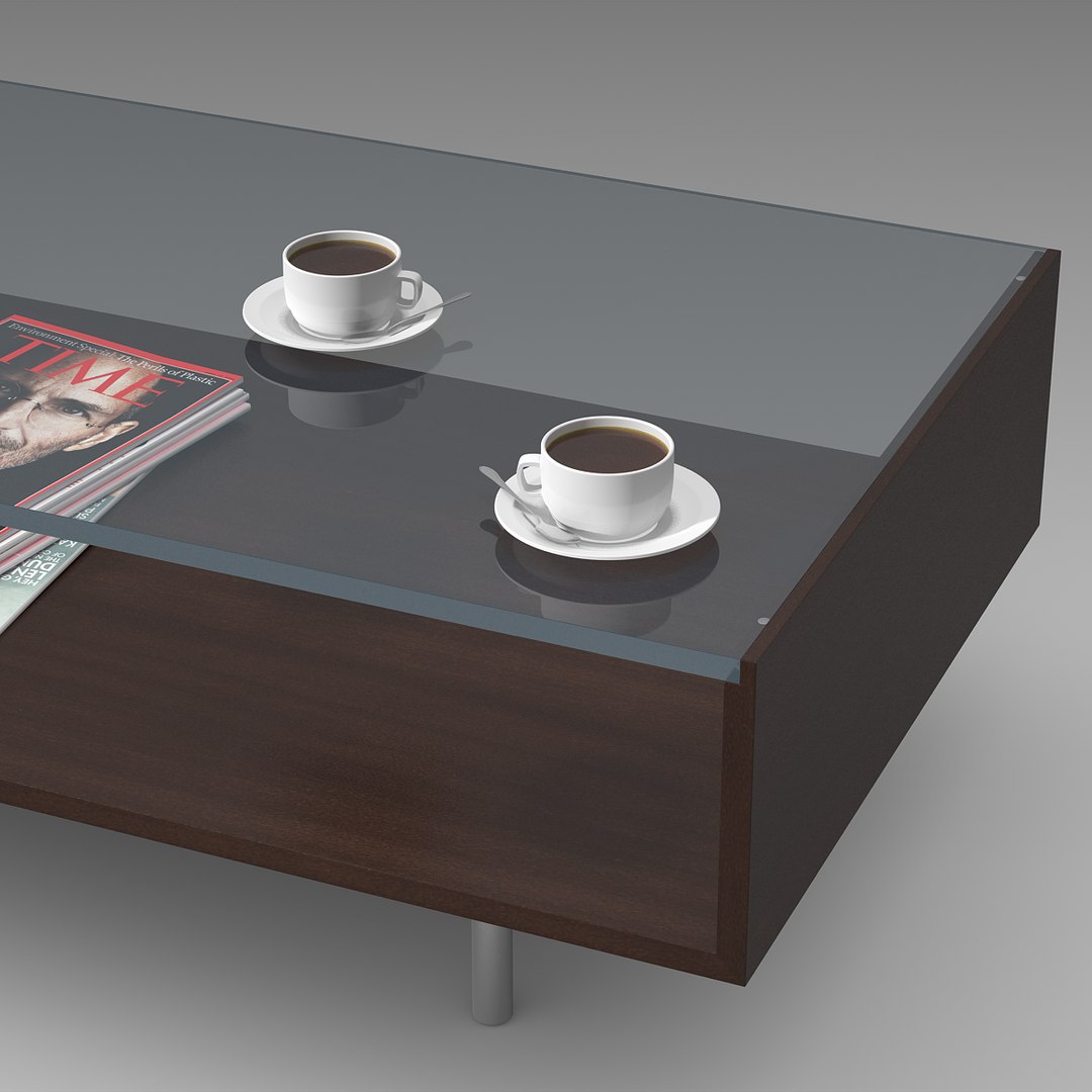 coffee table walnut wood 3d model