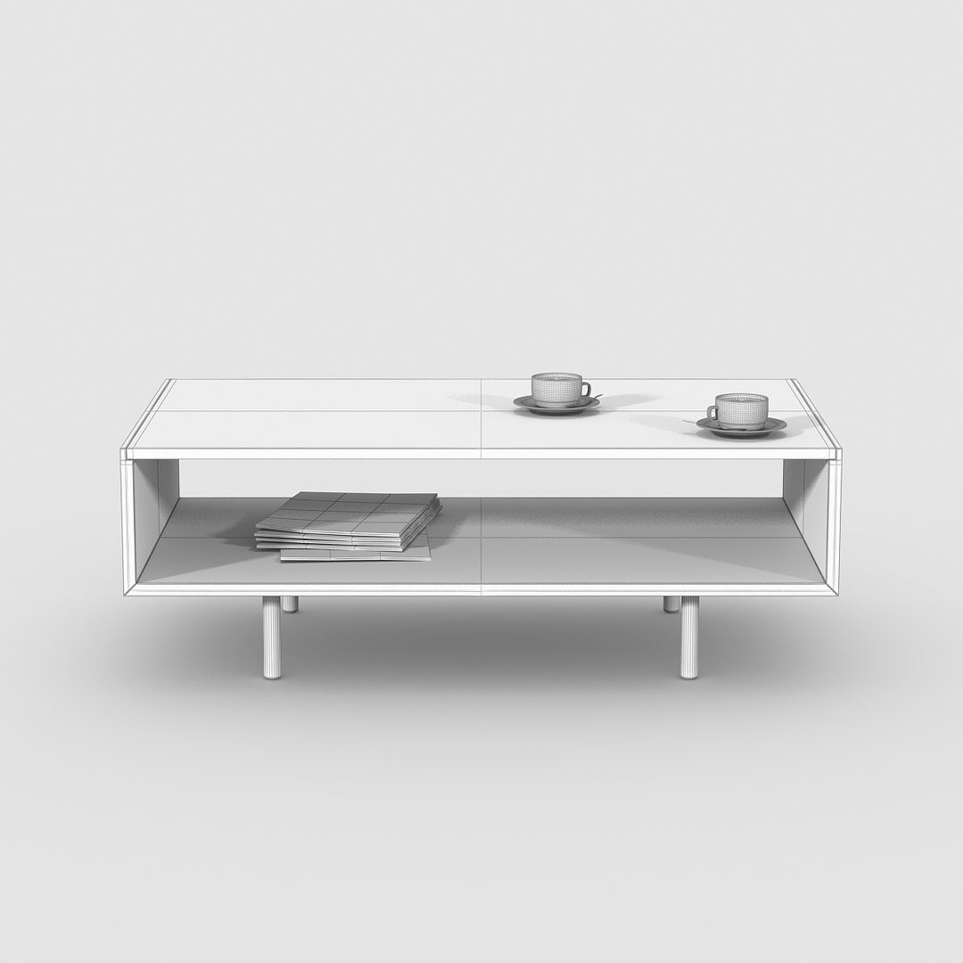 coffee table walnut wood 3d model