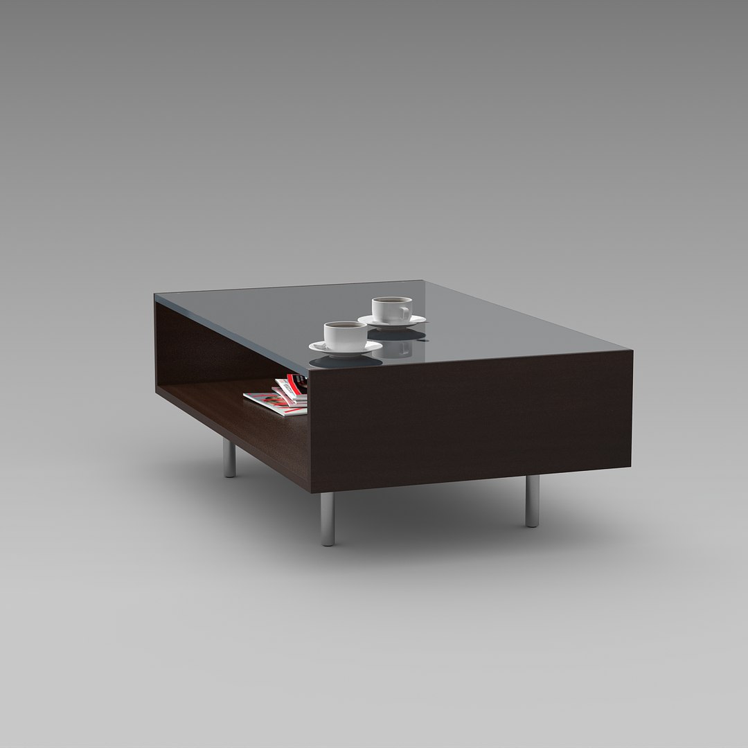 coffee table walnut wood 3d model