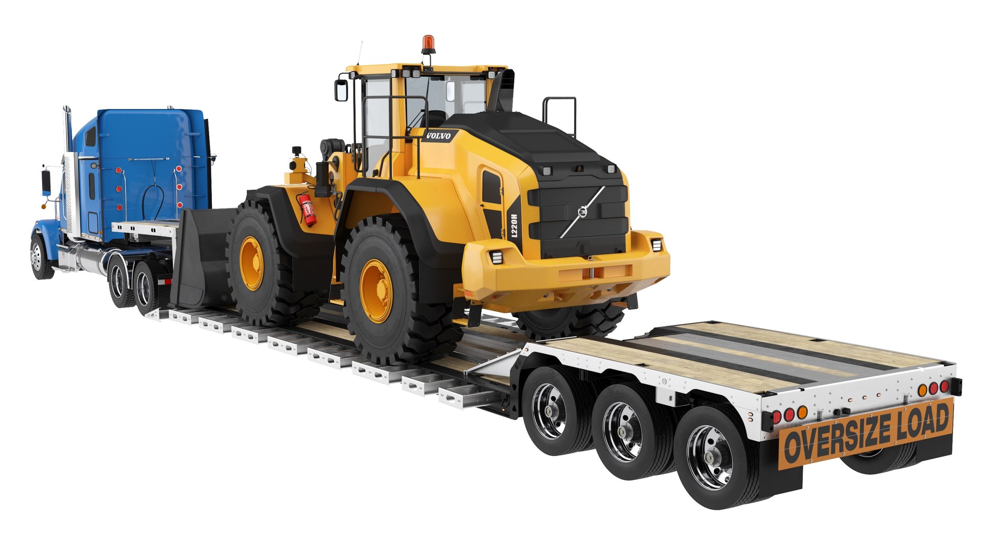 Freightliner Hauling a Loader model - TurboSquid 2059806