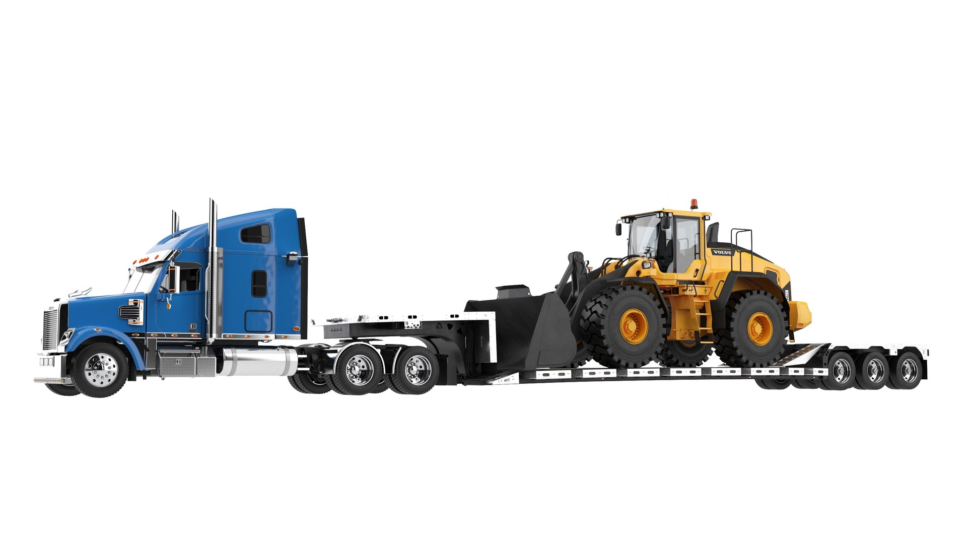 Freightliner Hauling a Loader model - TurboSquid 2059806