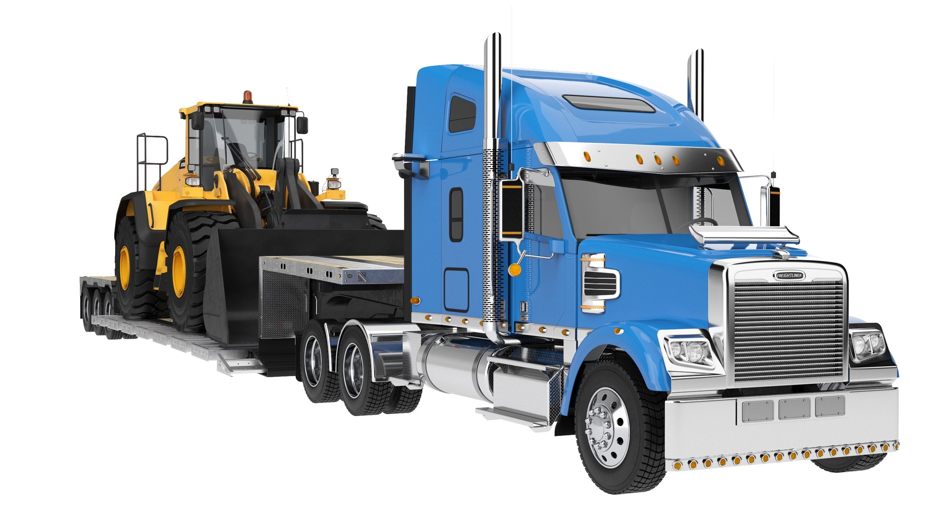 Freightliner Hauling a Loader model - TurboSquid 2059806