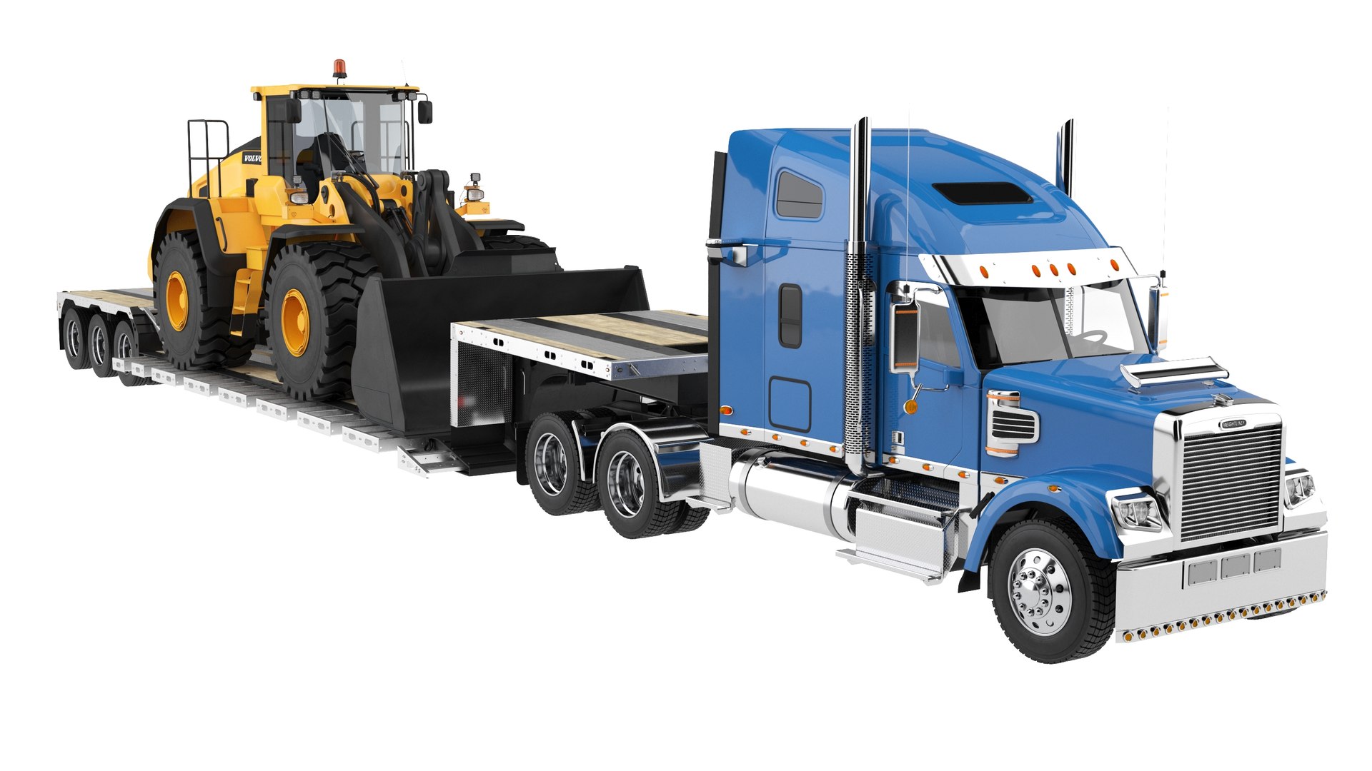 Freightliner Hauling a Loader model - TurboSquid 2059806