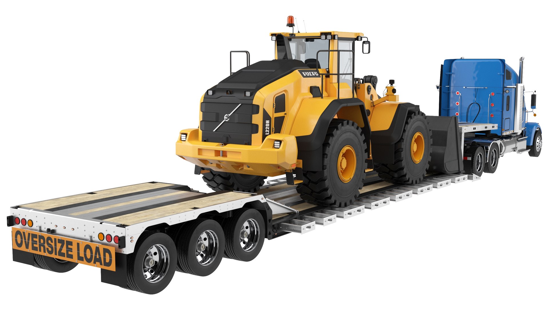 Freightliner Hauling a Loader model - TurboSquid 2059806
