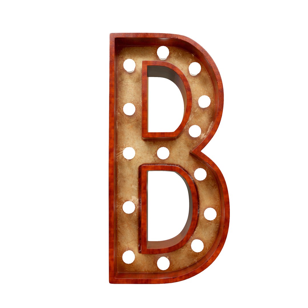Marquee Letter B Light Bulb Wooden Glow Sign 3dmodel 3D Model ...