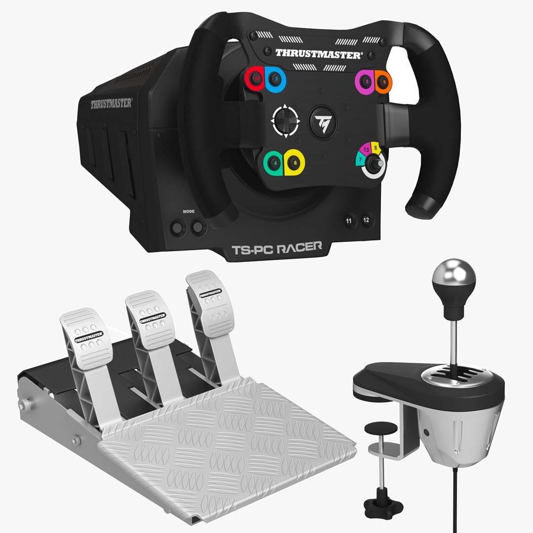 3D Thrustmaster Driving Force Racing Steering Wheel Set - TurboSquid ...