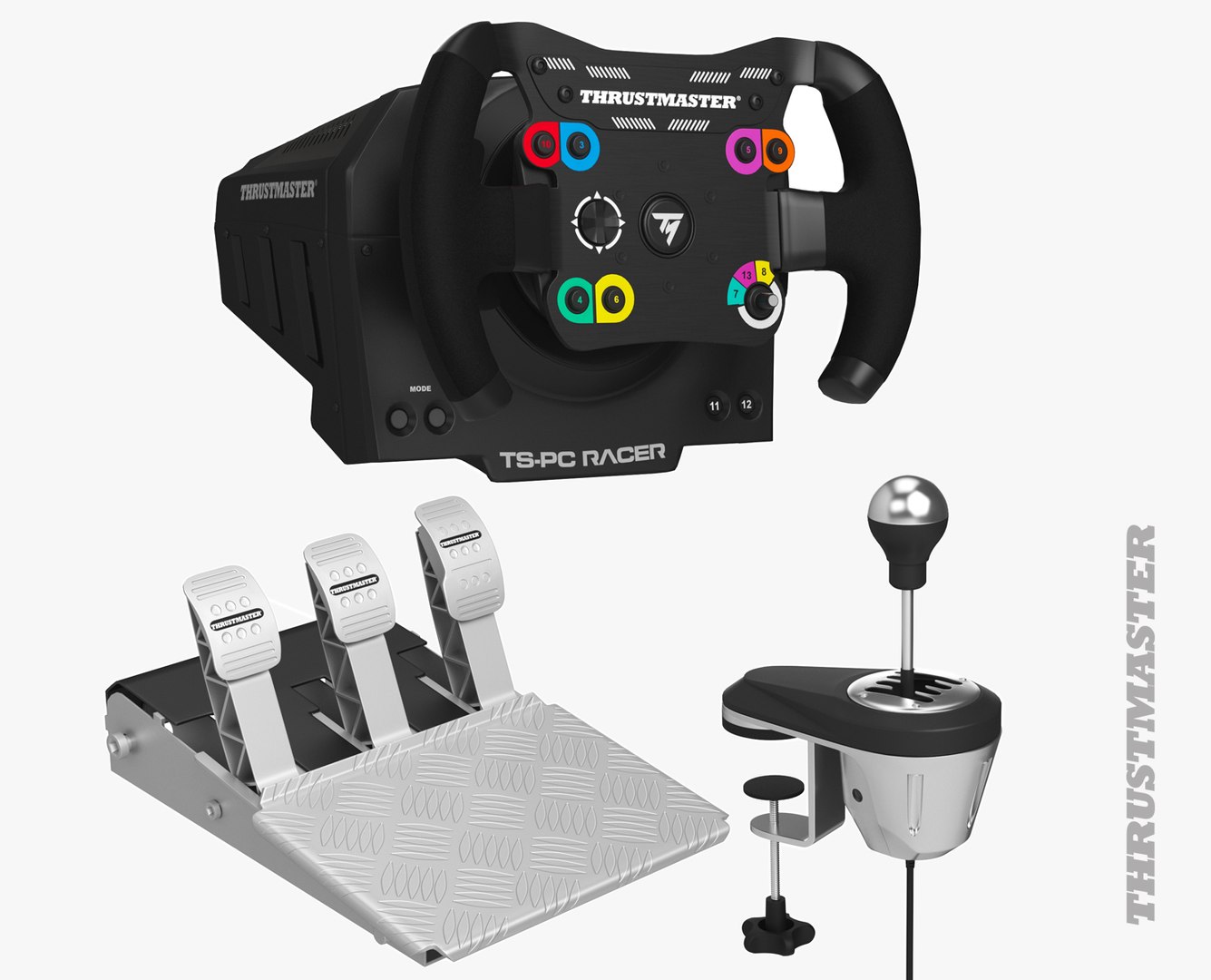 3D Thrustmaster Driving Force Racing Steering Wheel Set - TurboSquid ...