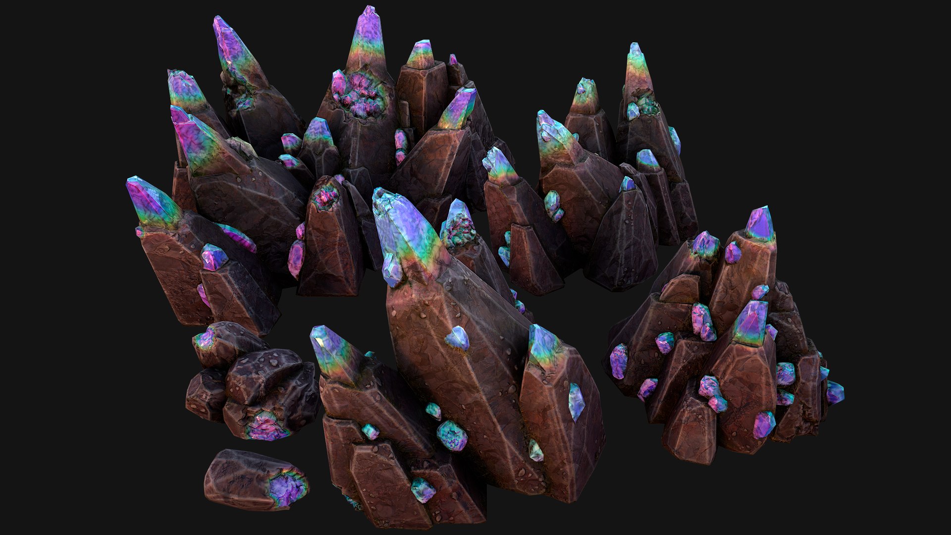 3D Model Crystals Gem Gemstone Minerals For The Mine - TurboSquid 2310905