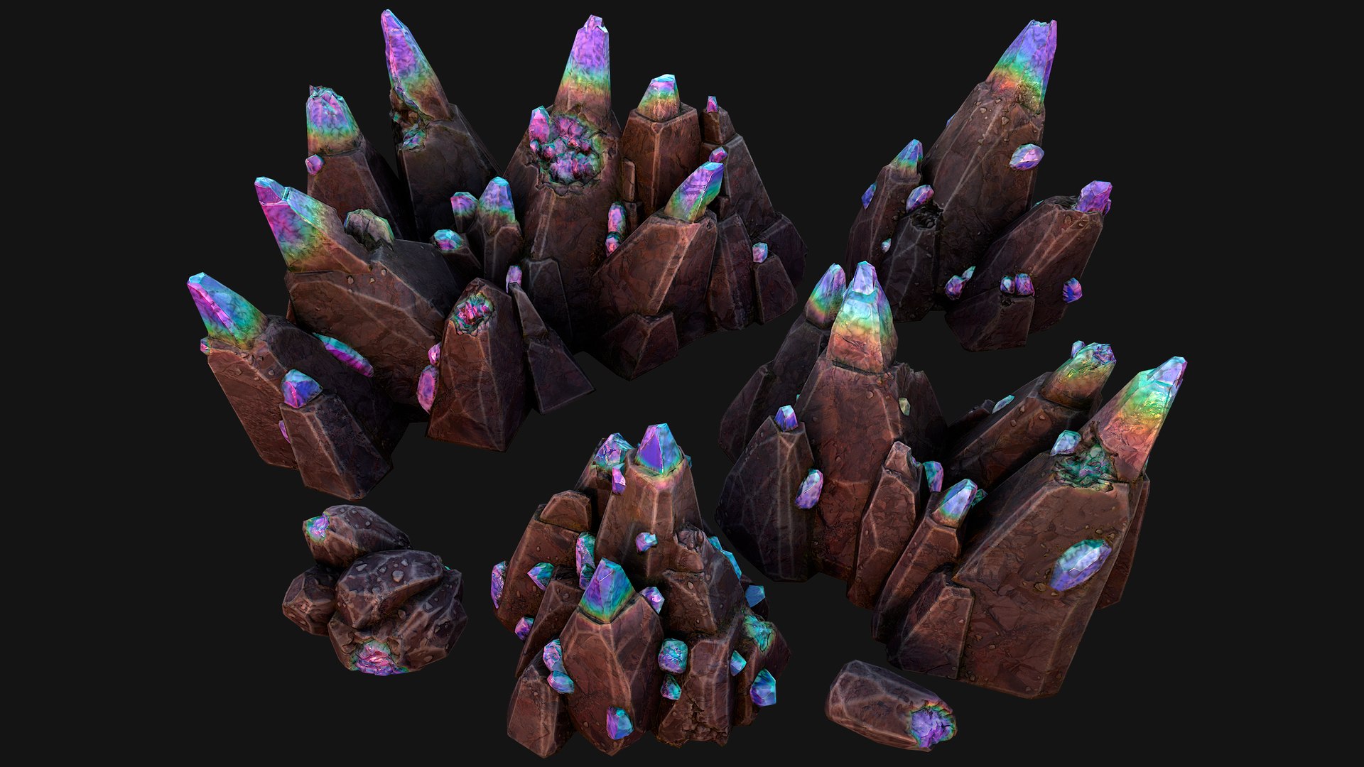 3D Model Crystals Gem Gemstone Minerals For The Mine - TurboSquid 2310905