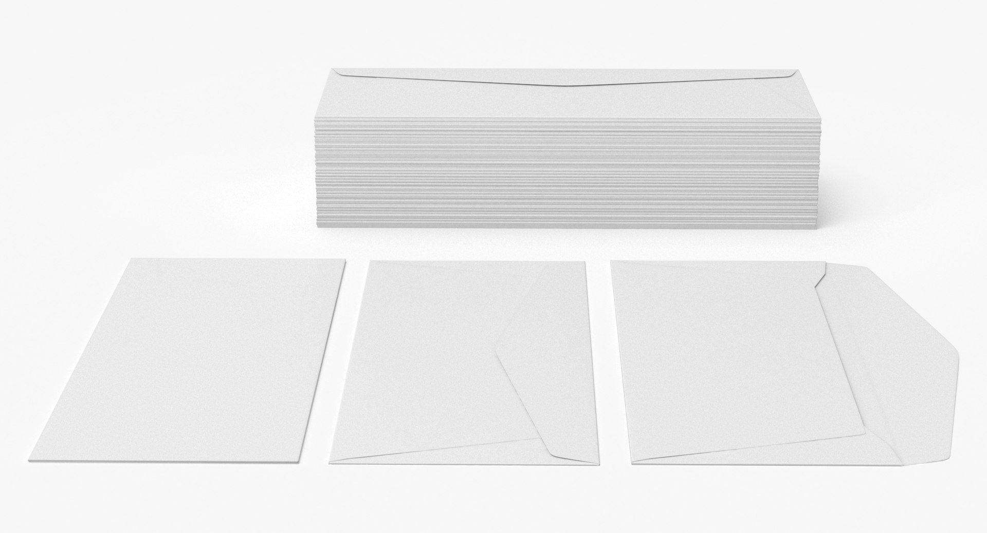 Small Square Envelopes Type 05 Flap Blank And Generic 3D Model ...