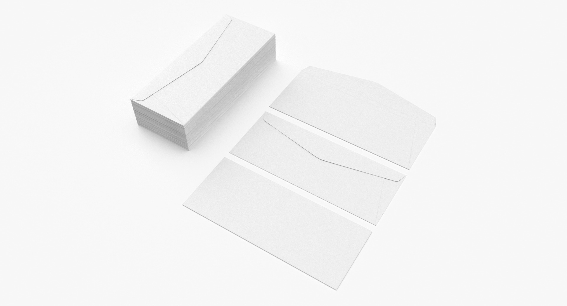 Small Square Envelopes Type 05 Flap Blank And Generic 3D Model ...