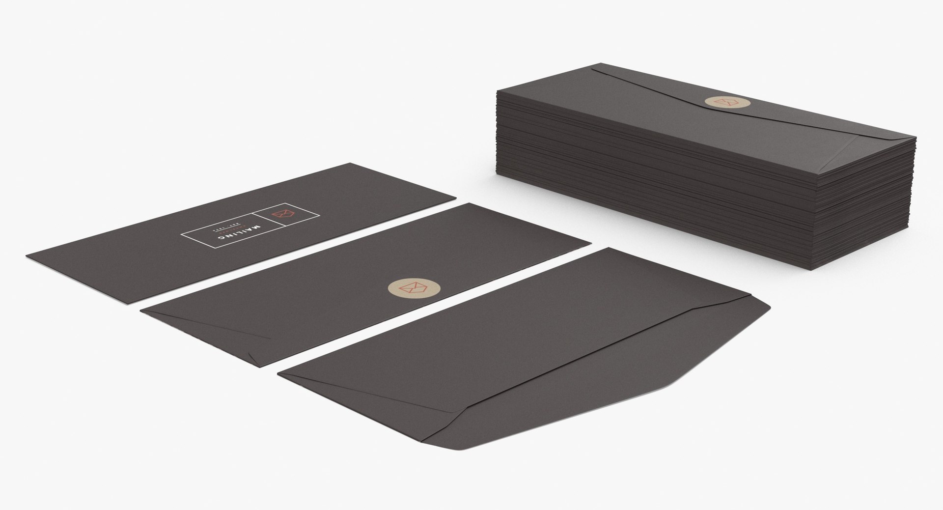 Small Square Envelopes Type 05 Flap Blank And Generic 3D Model ...