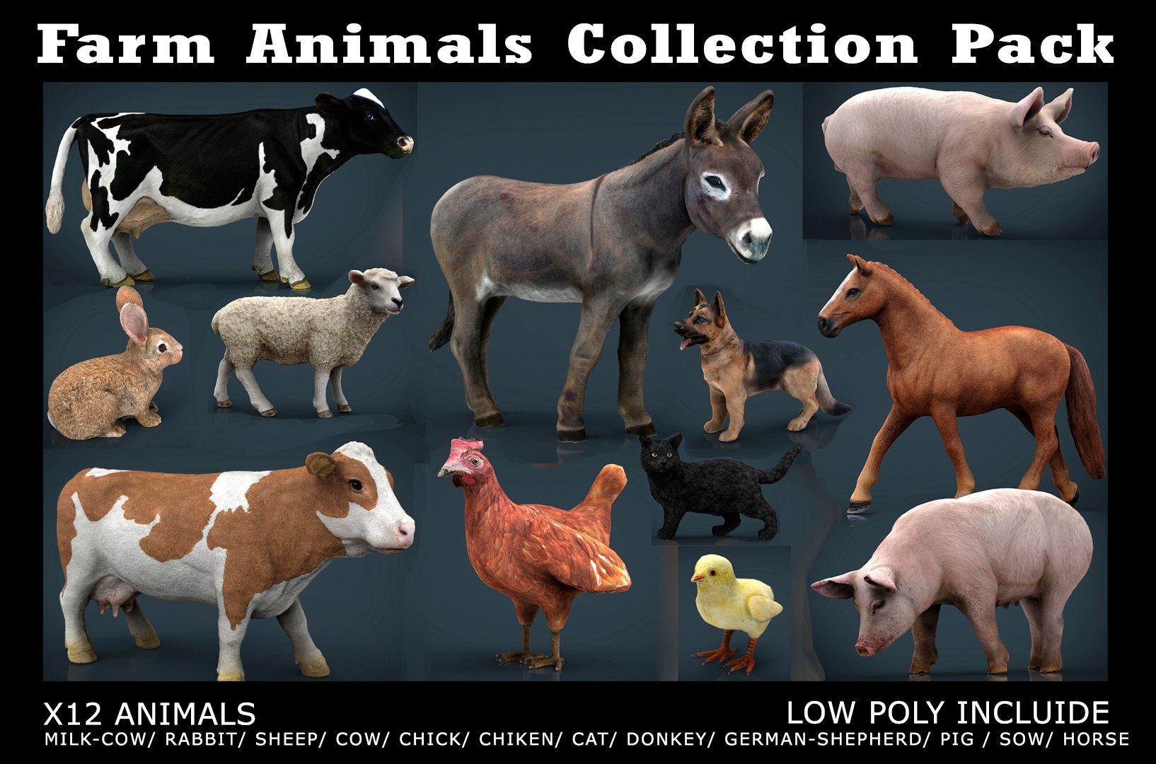 3D farm animals pack - TurboSquid 1204247