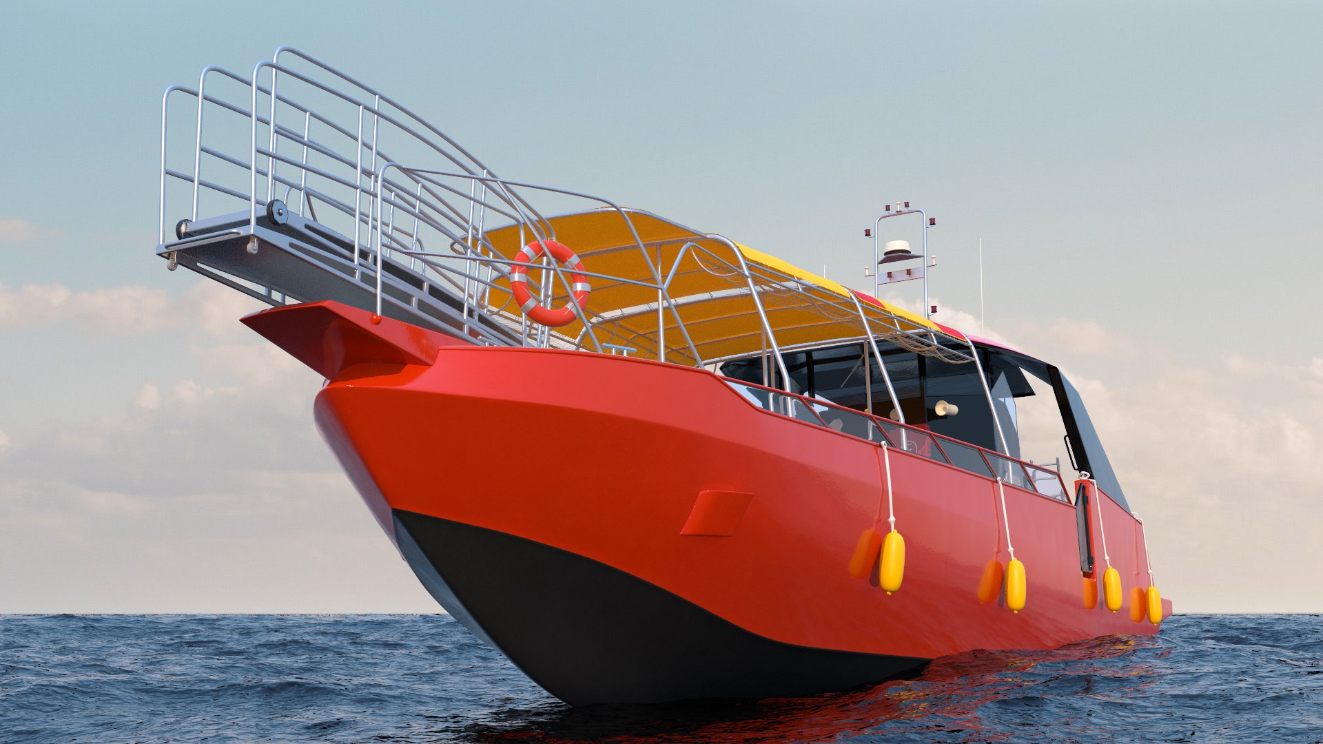 3D Excursion Boat Black Red Model - TurboSquid 1742230