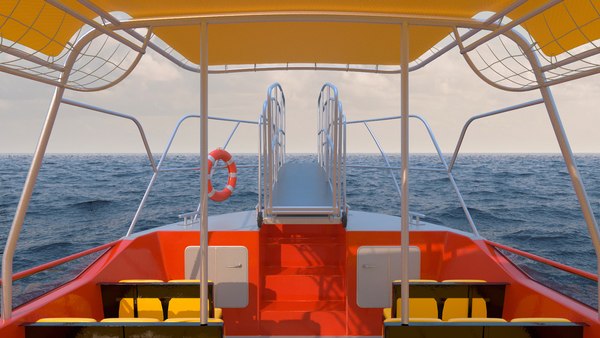 3D Excursion Boat Black Red model - TurboSquid 1742230