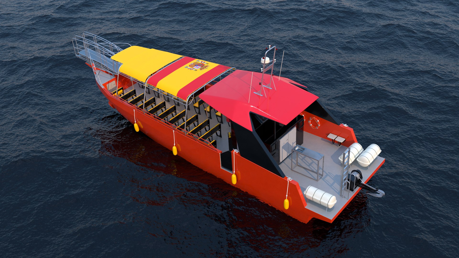 3D Excursion Boat Black Red Model - TurboSquid 1742230