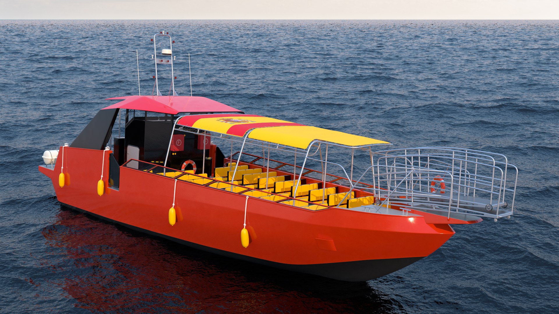 3D Excursion Boat Black Red Model - TurboSquid 1742230