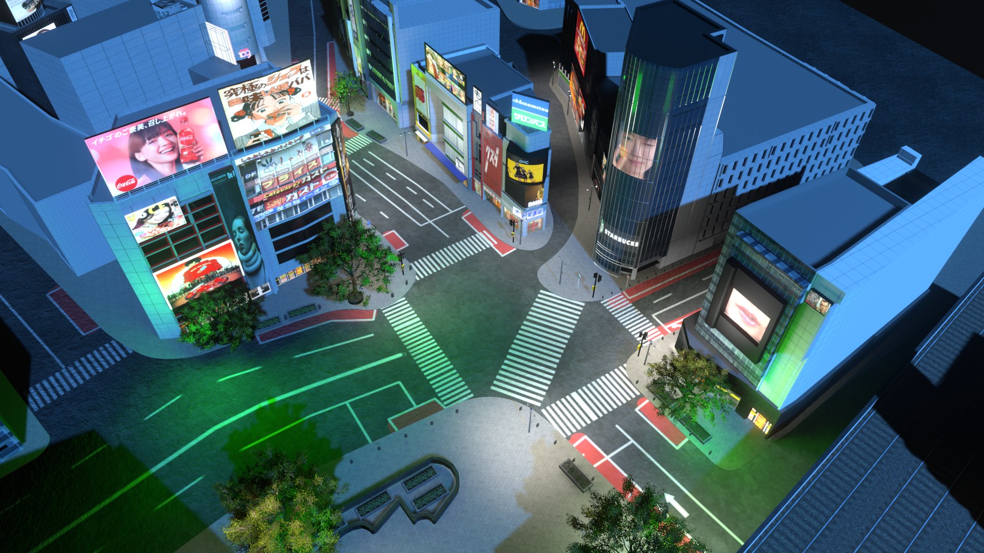 3D Model Shibuya Scramble Crossing Shibuya City Tokyo Japan Low-poly 3D ...