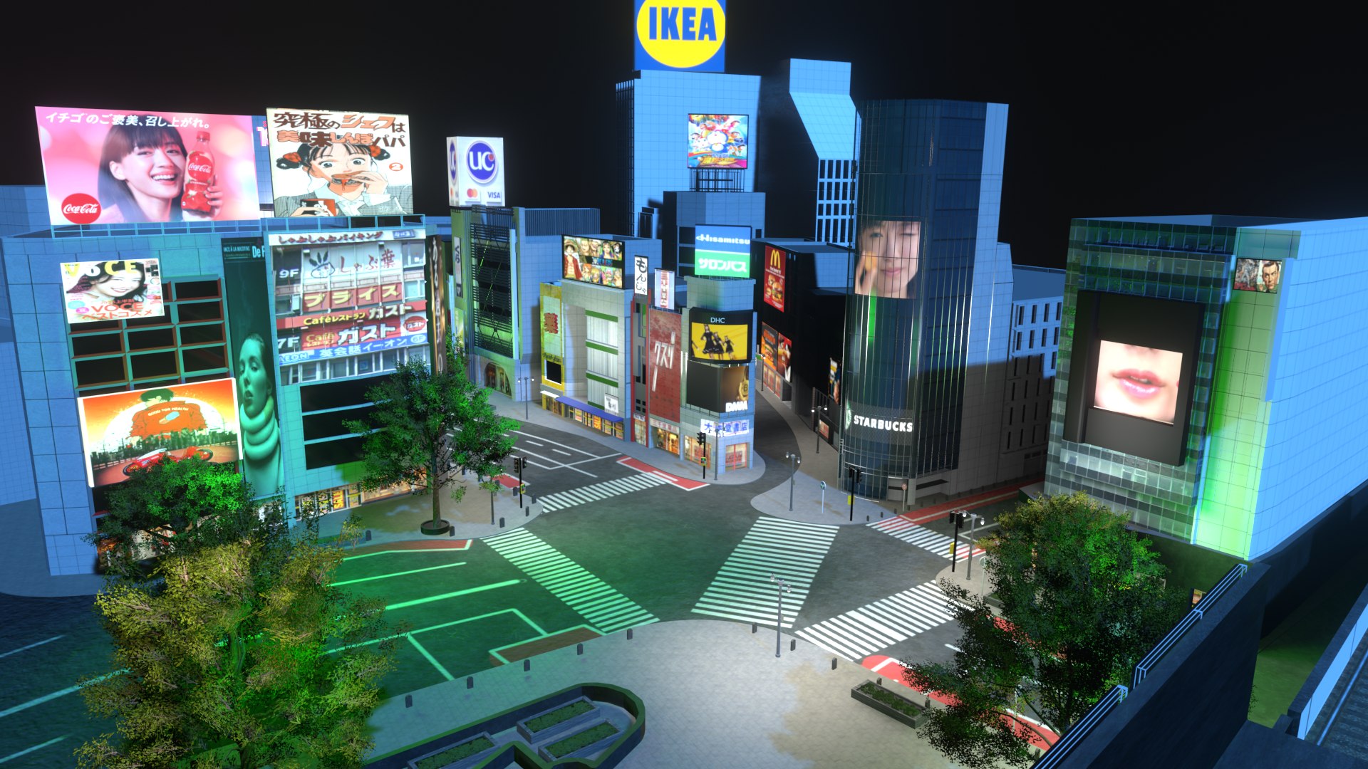 3D Model Shibuya Scramble Crossing Shibuya City Tokyo Japan Low-poly 3D ...