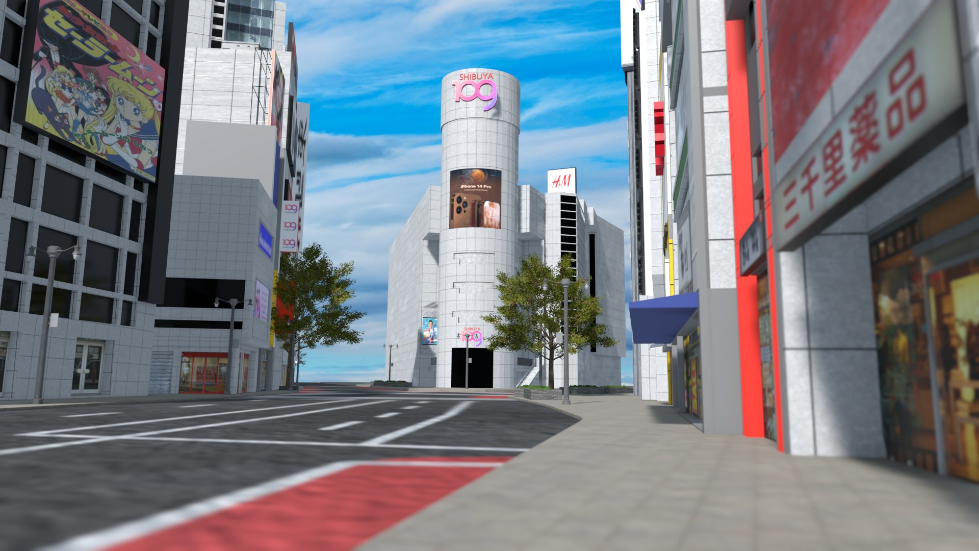 3D Model Shibuya Scramble Crossing Shibuya City Tokyo Japan Low-poly 3D ...