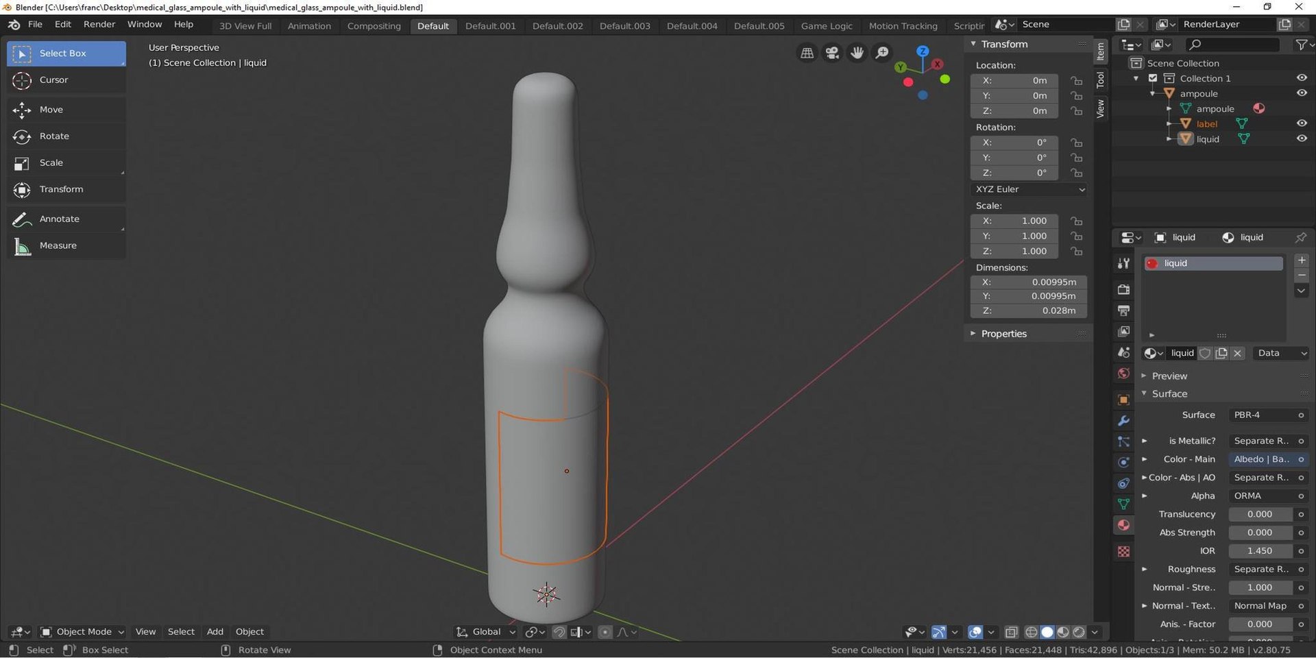 3D Medical Glass Ampoule Liquid Model - TurboSquid 1453889