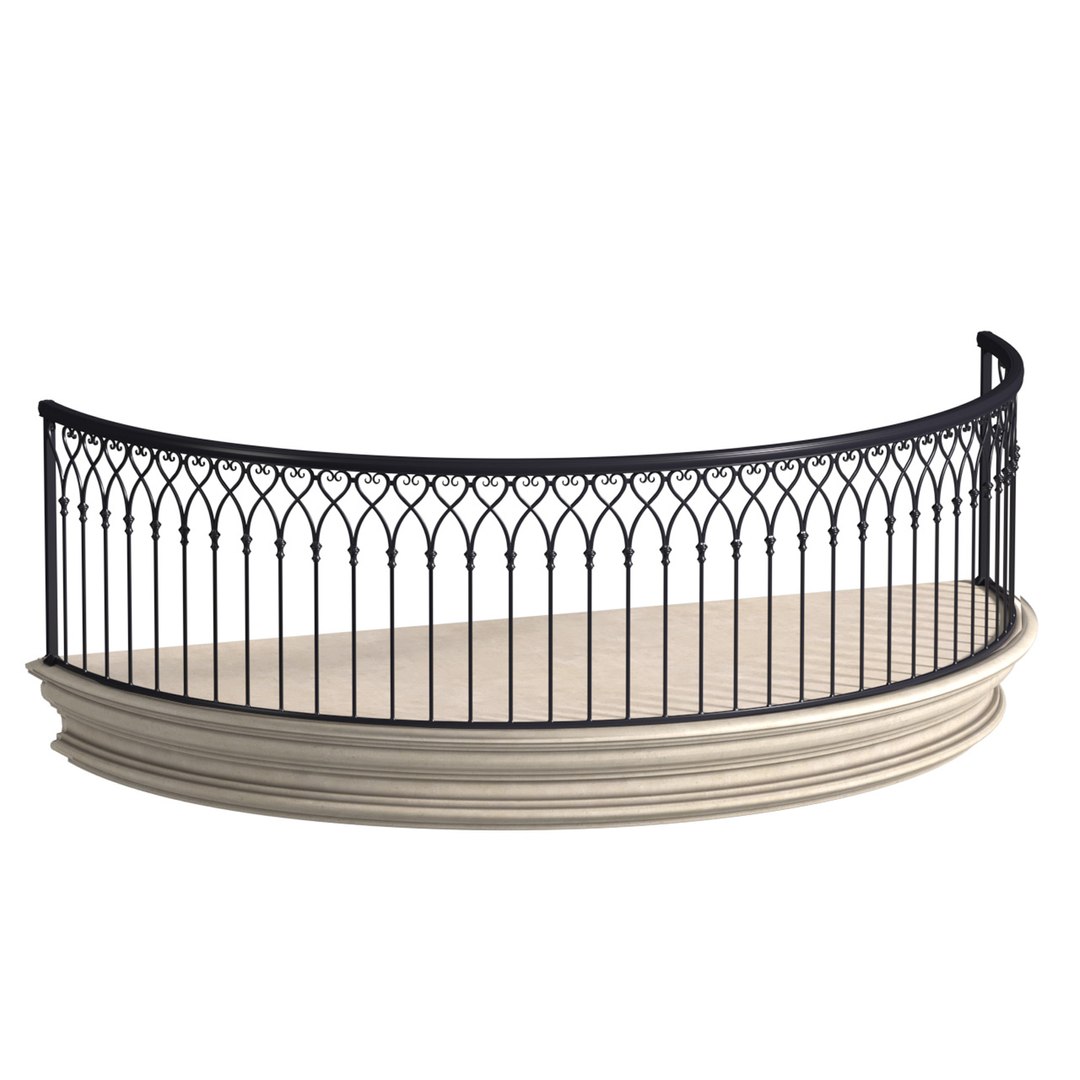 East Round Balcony Forged Fence 3D Model - TurboSquid 1992115