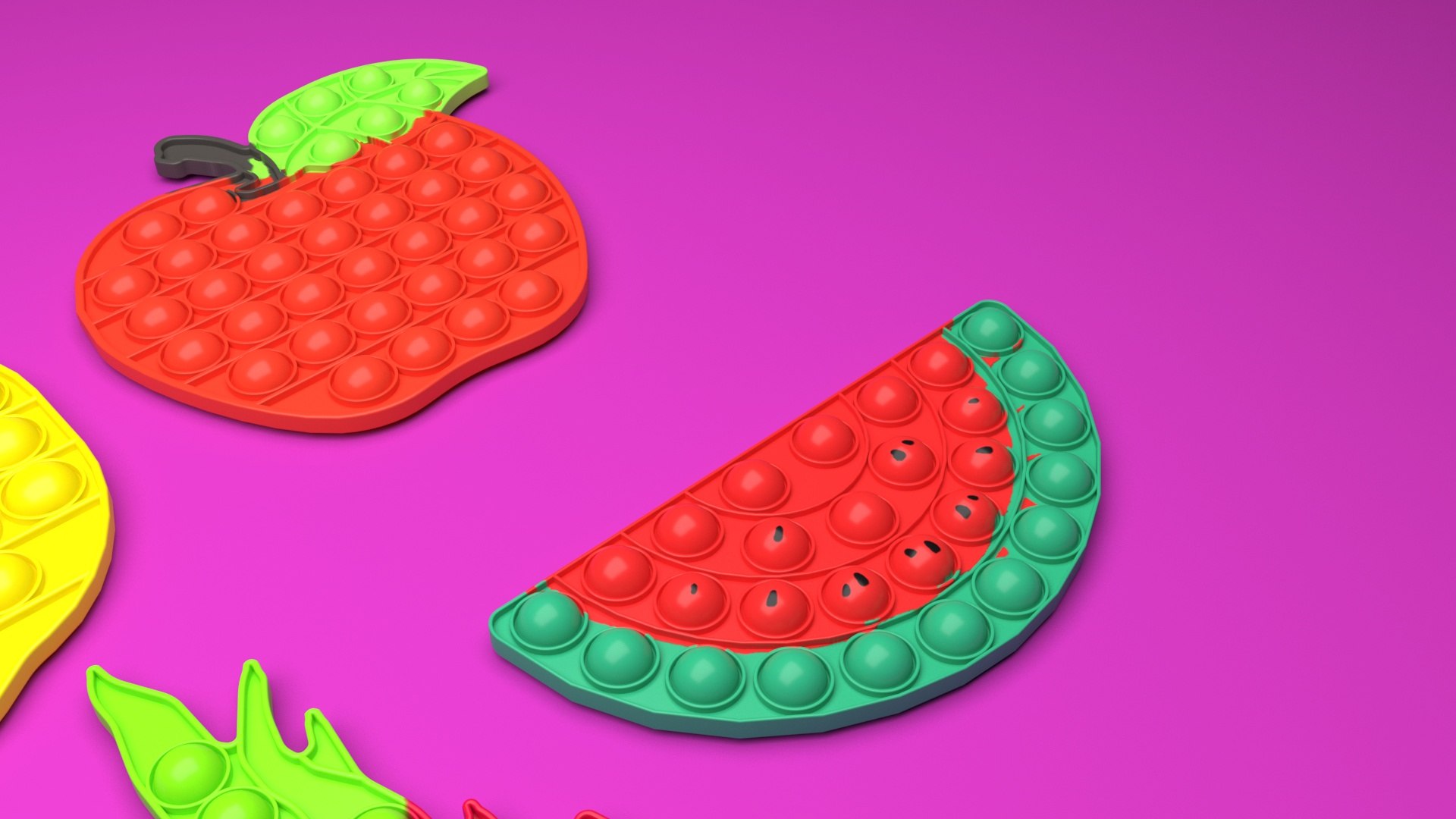 3D Fruits Pop It Fidget Toys Set model - TurboSquid 1794750