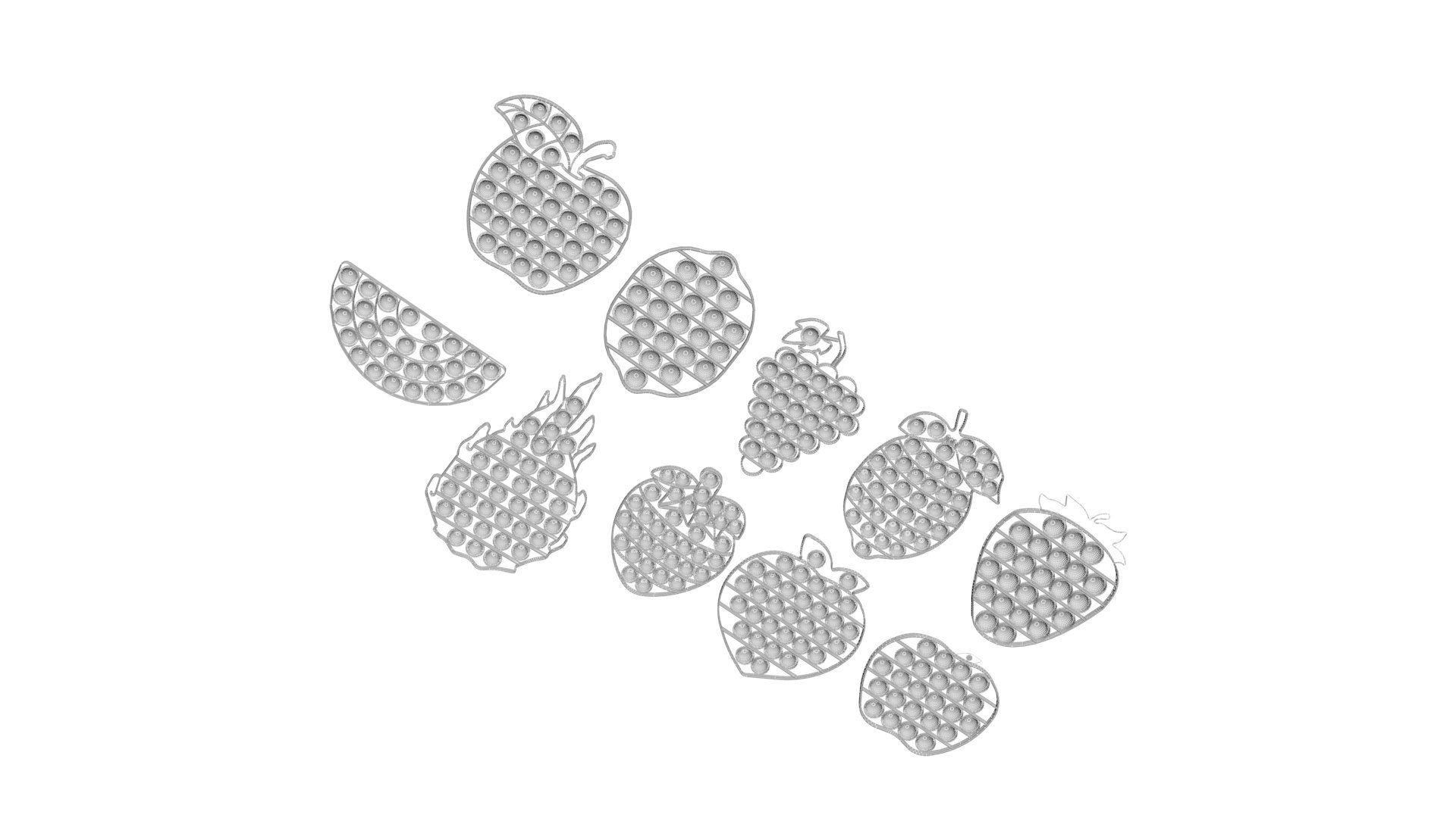 3D Fruits Pop It Fidget Toys Set model - TurboSquid 1794750