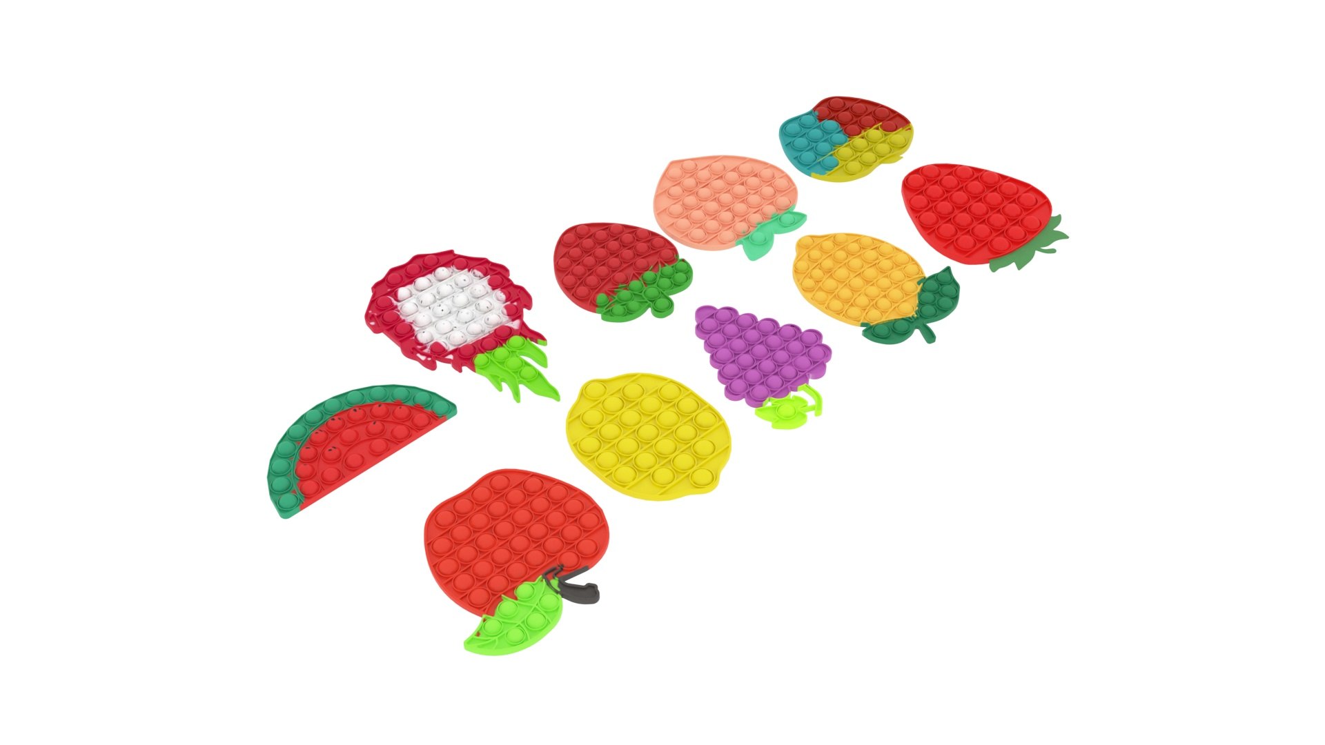 3D Fruits Pop It Fidget Toys Set model - TurboSquid 1794750