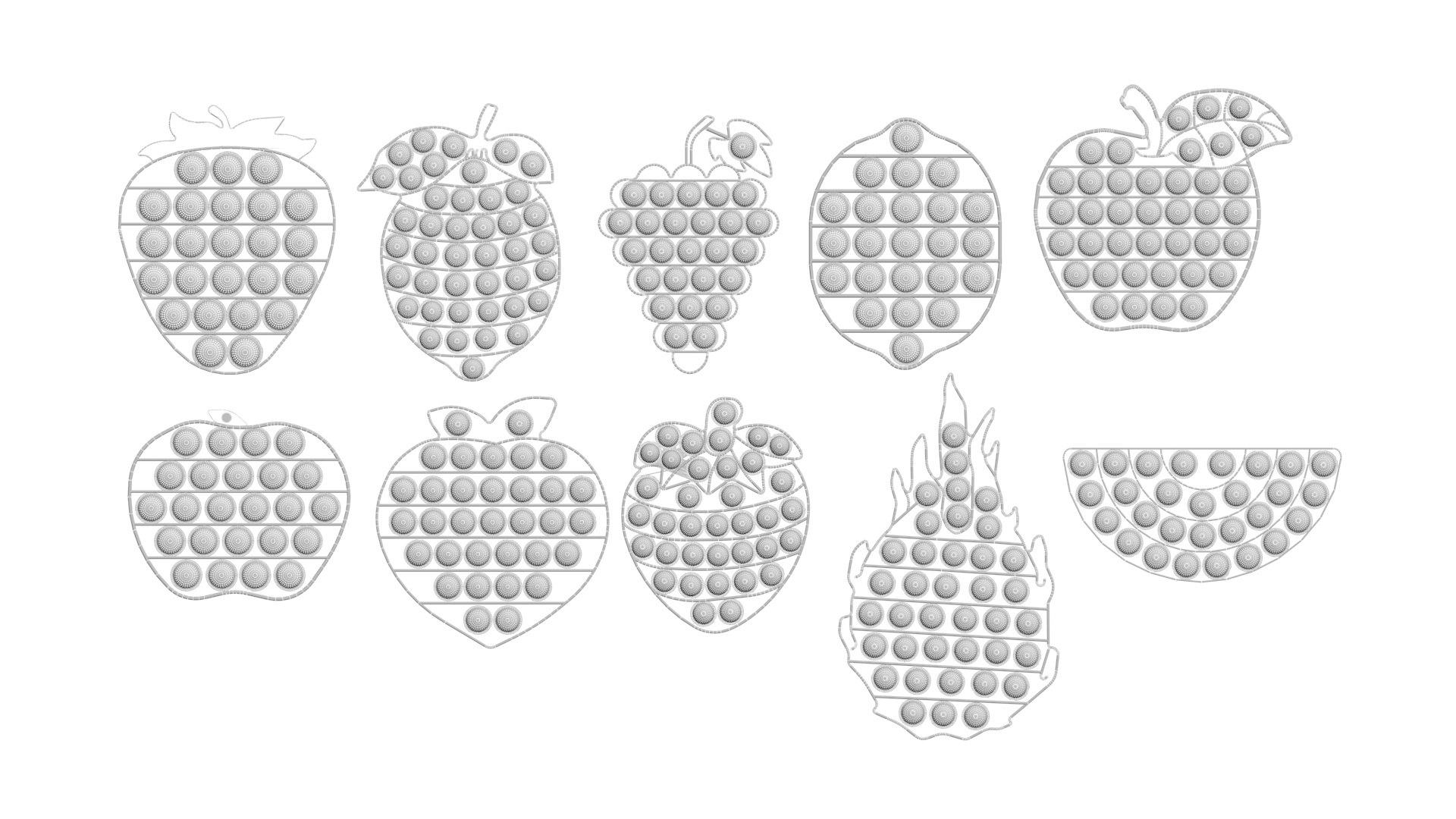 3D Fruits Pop It Fidget Toys Set model - TurboSquid 1794750