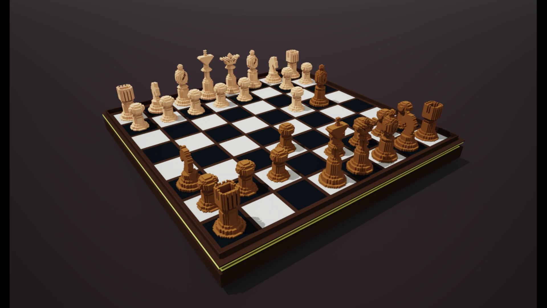3D Voxel Glass And Wood Chess Board Set - TurboSquid 1808414