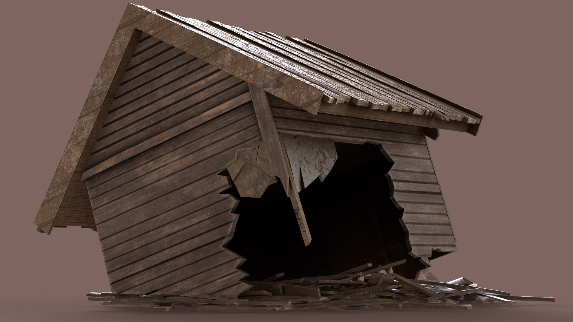 Destroyed Wooden House 3D Model - TurboSquid 2095852