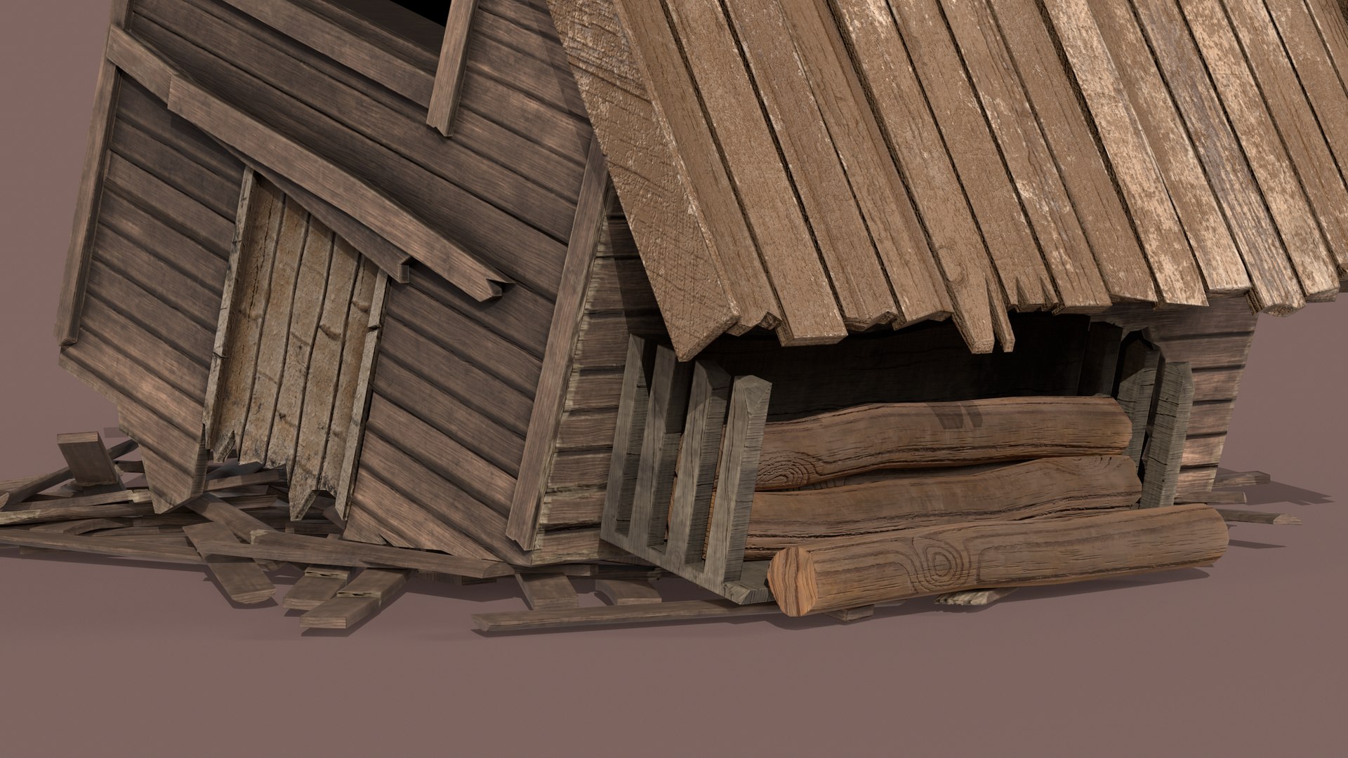 Destroyed Wooden House 3D Model - TurboSquid 2095852