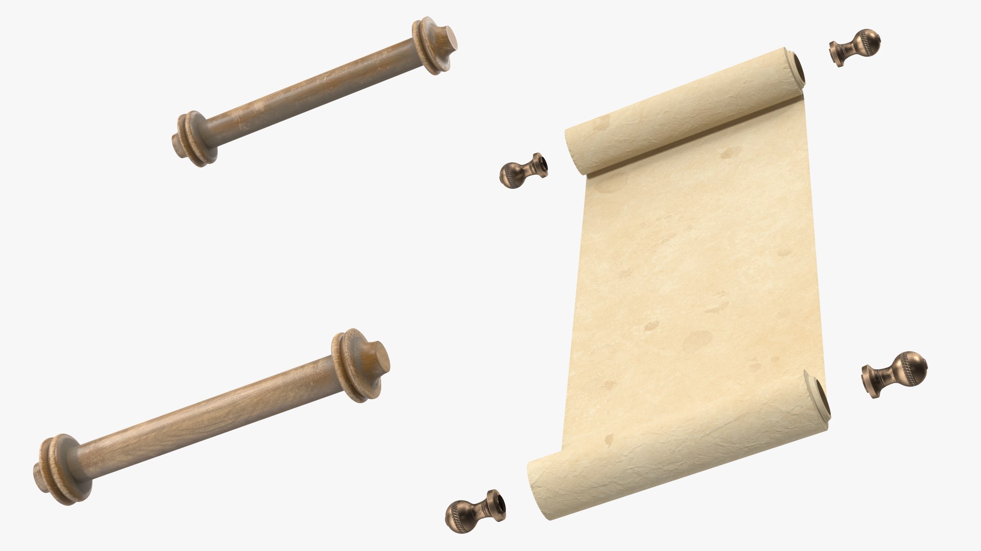 3D Model Antique Unfolded Blank Paper Scroll - TurboSquid 1779277