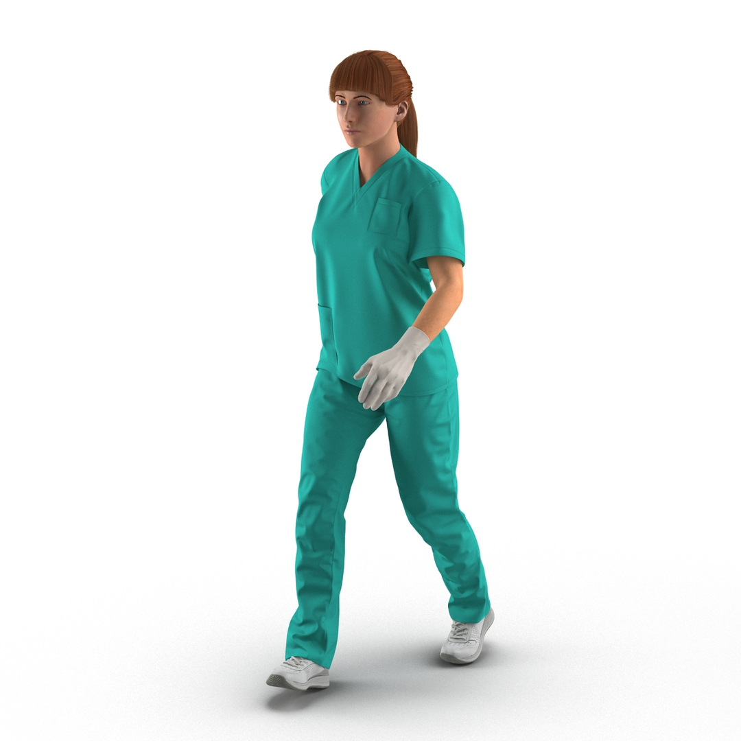 3d Female Caucasian Surgeon Rigged