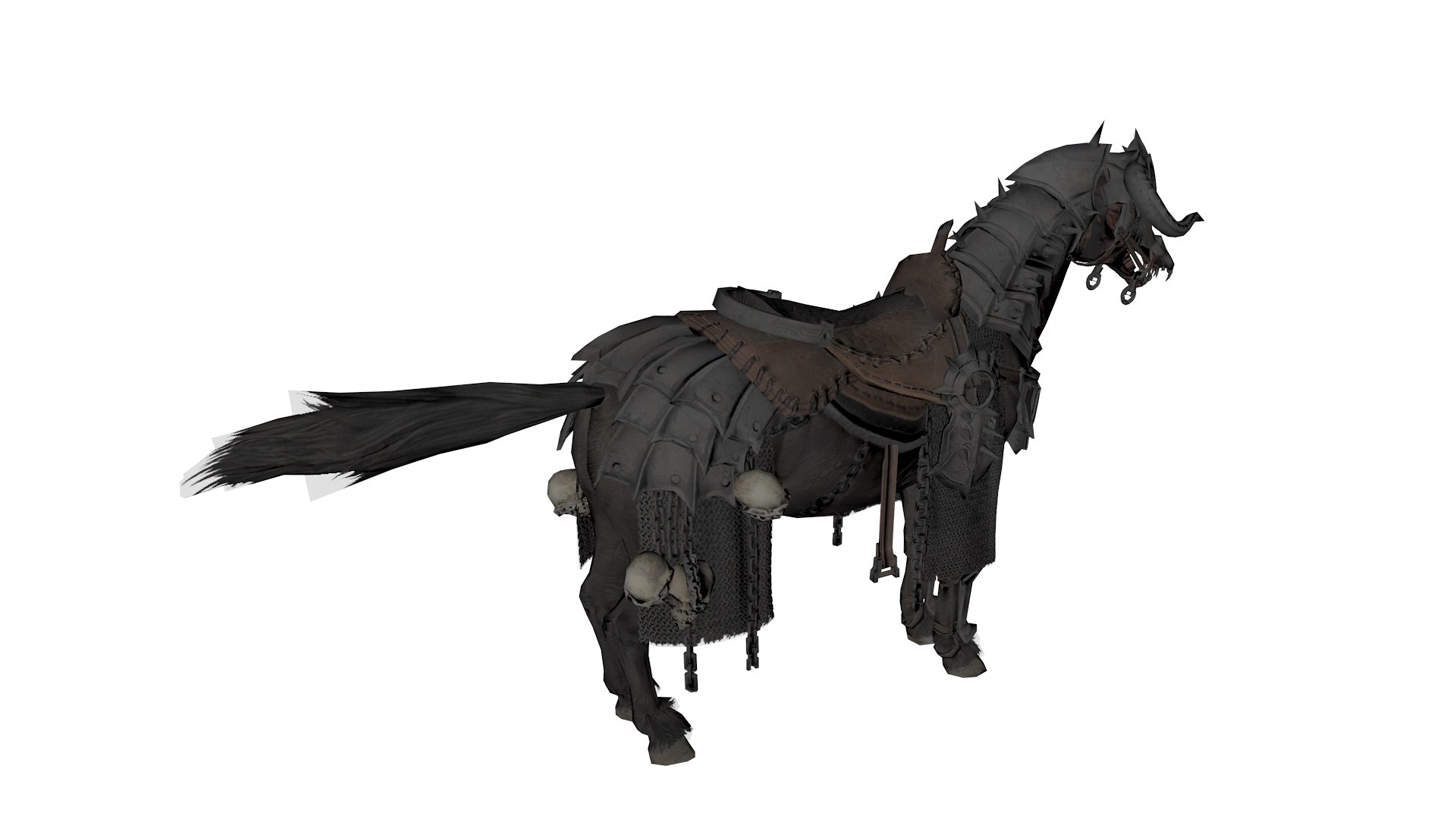 Dark Fantasy Warhorse 3D Model Armored Undead Steed For Games CGI 3D ...