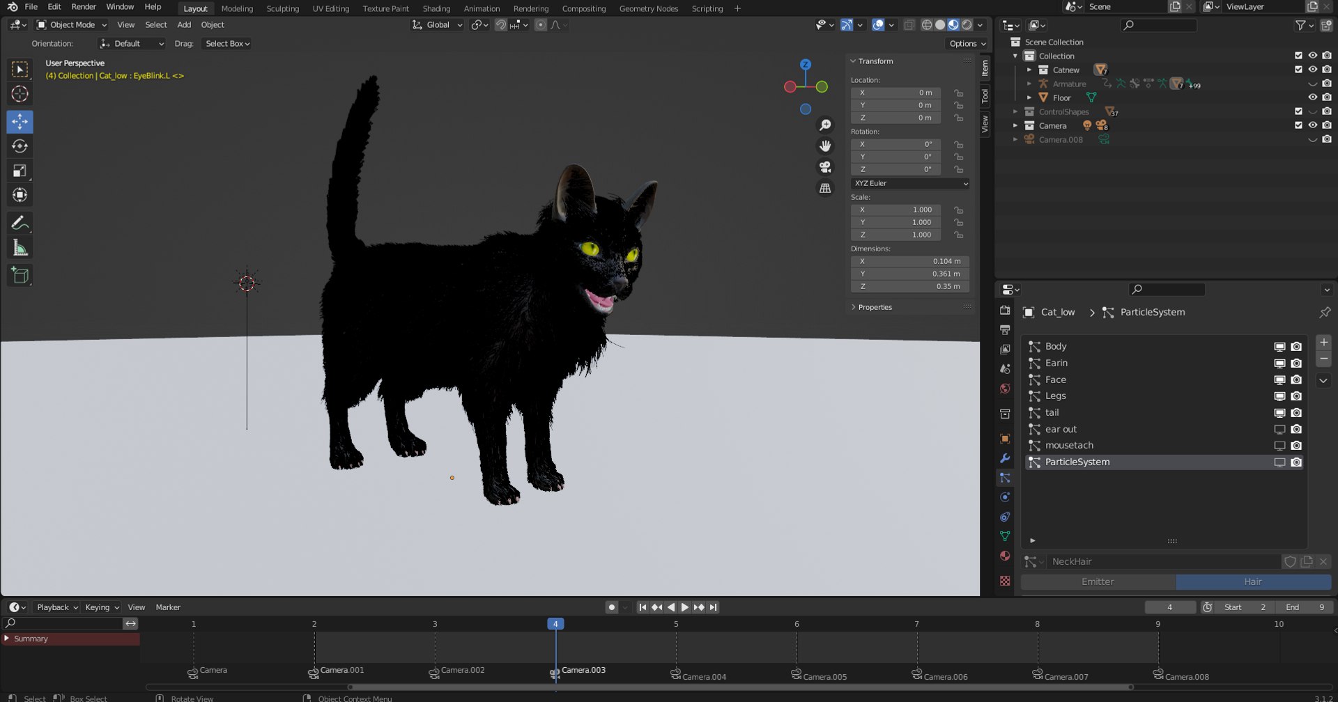 3D Fur Cat Black Rigged And Animated - TurboSquid 1981416