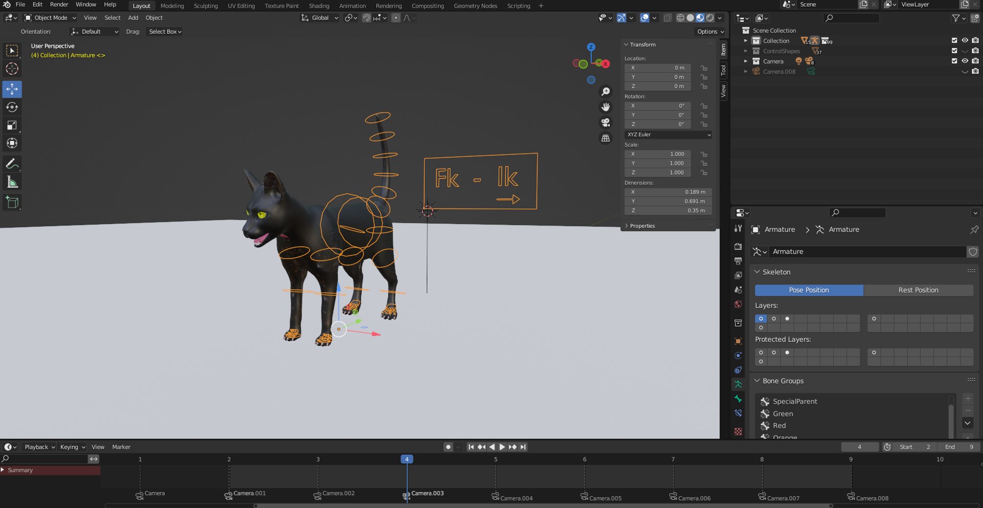 3D Fur Cat Black Rigged And Animated - TurboSquid 1981416