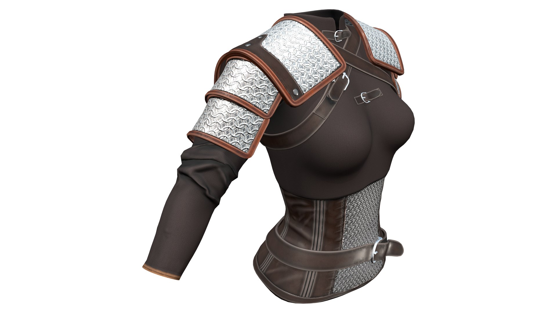 3D Model Medieval Female Warrior Top With Shoulder Guards - TurboSquid ...