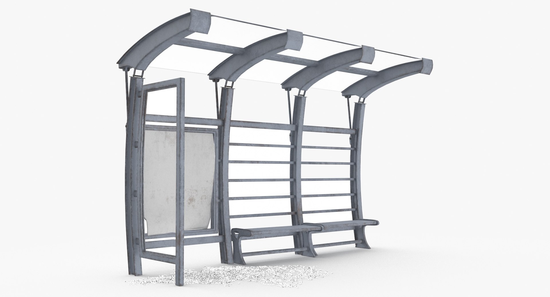 3D Bus Stop 03 Damaged Model - TurboSquid 1952822