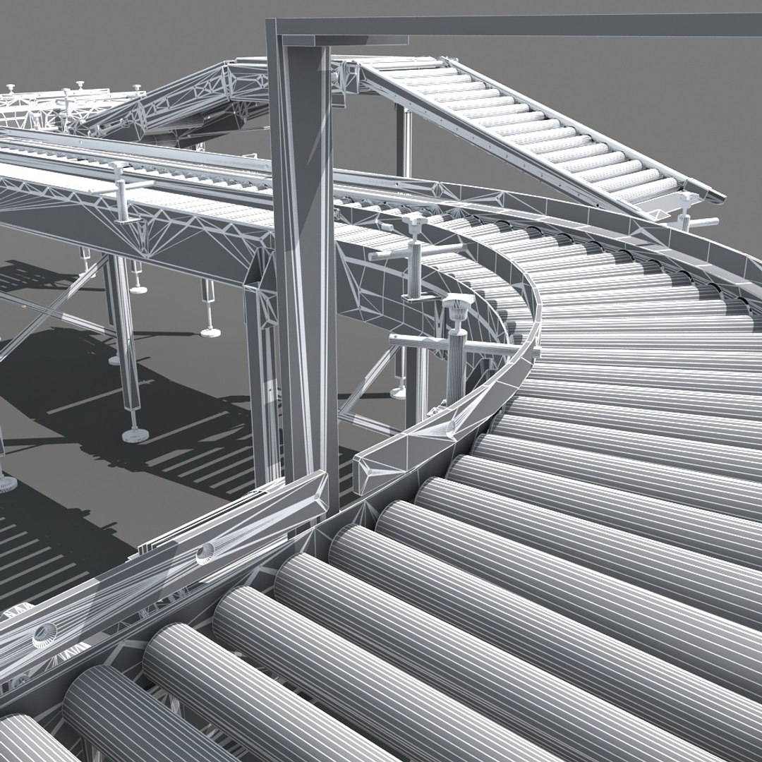 3d Model Roller Conveyor 01