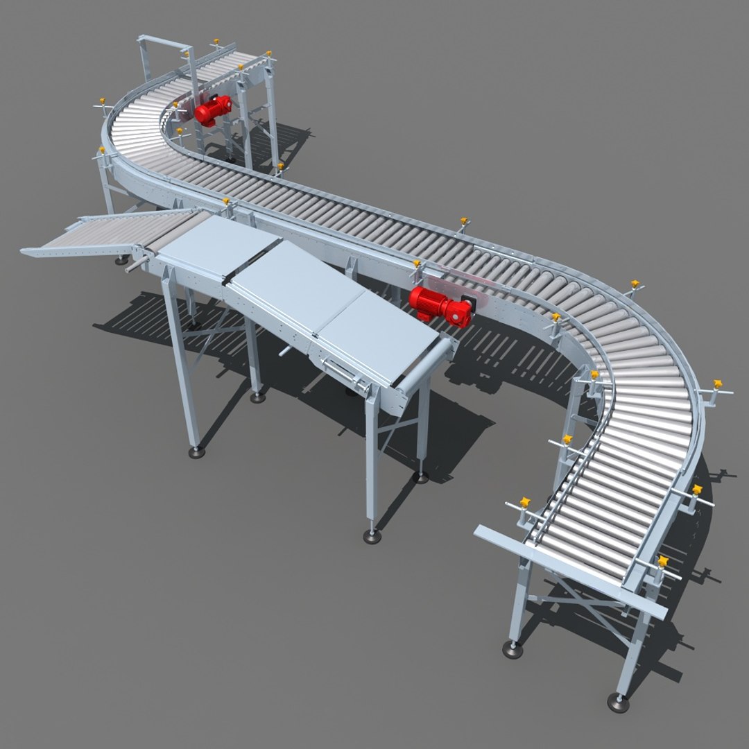 3d Model Roller Conveyor 01