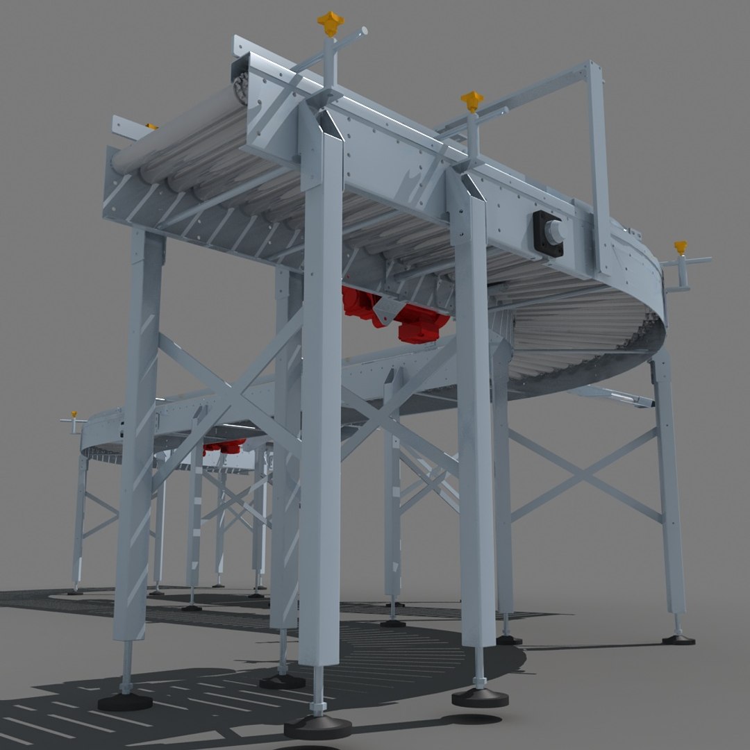 3d Model Roller Conveyor 01